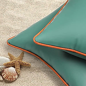 howdy deco Silicone Waterproof Lumbar Pillow Covers for Summer Outdoor Fadeproof Rectangle Pillowcase Durable Cushion Sham Decorative for Garden Patio Tent Balcony Bench Sofa 12x20 Inch, Dark Green