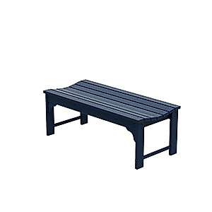 WestinTrends Malibu Outdoor Bench, All Weather Resistant Poly Lumber Backless Patio Garden Bench, Adirondack Curved Bench Seat for Comfort, Navy Blue