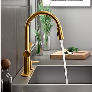 Kohler Koi R22940-SD-2MB Pull Down Kitchen Faucet with Soap Dispenser Vibrant Brushed Moderne Brass Finish