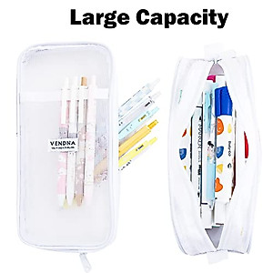 Grid Mesh Pen Pencil Case For Adults 2 Pack Cute Clear Pencil Pouch For Purse Small Transparent Marker Bag For Girls Aesthetic School Pen Organizer Bag Bulk