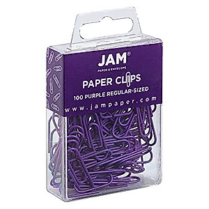JAM PAPER Colorful Standard Paper Clips - Regular 1 Inch - Purple Paperclips - 100/Pack