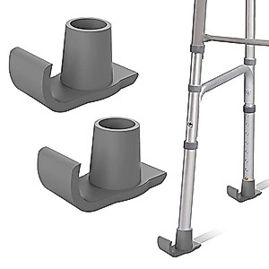 Walker ski Glides, Walker Glide Ski Heavy Duty Universal Fit, Two Pack, Gray, Easy to Use Rubber Walker Glides, Universal 1" Replacement Glide Caps Tool Free instaltion