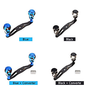 Lixada Carbon Fiber Fishing Reel Handle Baitcasting Trolling Reel Rocker Left Right Fishing Reel Crank Accessory (Blue, with Converter)