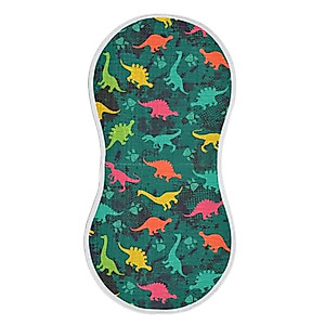 vvfelixl Dinosaurs Footprints Burp Cloths for Baby Boy Girls Baby Washcloths Burp Rags 1 Pack Green