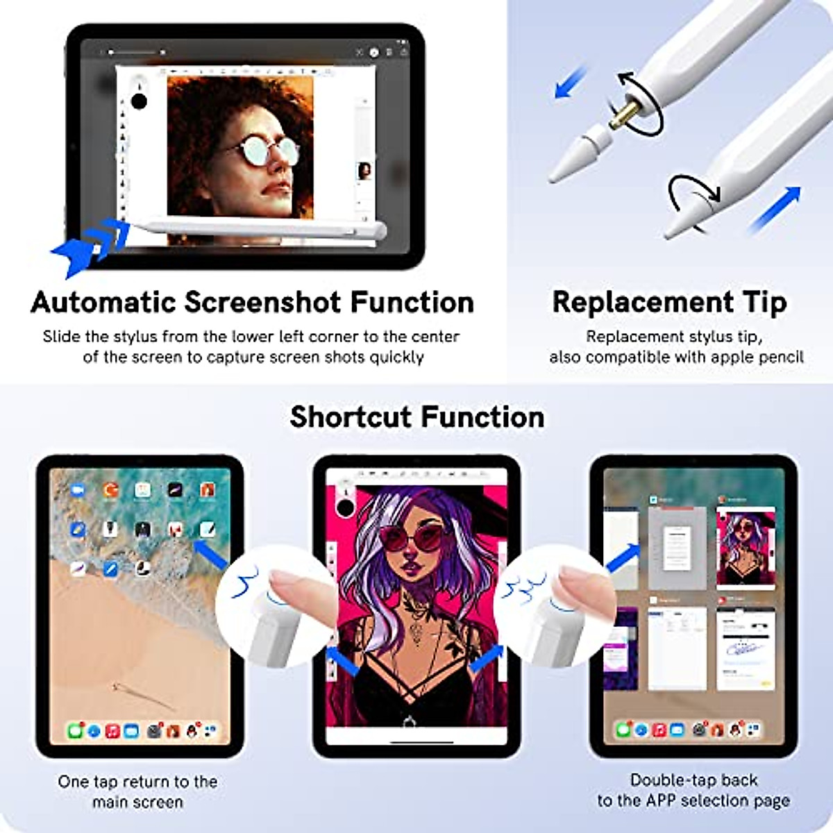 iPad Pencil 2nd Generation with Magnetic Wireless Charging, Stylus Pen for iPad with Palm Rejection, Compatible with iPad Mini 6, iPad Air 5/4, iPad Pro 11" 3/2/1, iPad Pro 12.9" 6/5/4/3