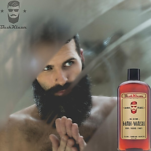 LUMBER PRINCE Men's Original All in One 3-in-1 Shampoo, Conditioner, Hair, Beard and Body Wash - American Viking Crew Cannon with Bulldog Duke PH Ballwash
