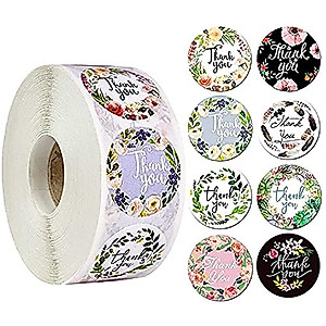 GUAGLL 3 Rolls Thank You Baking Sticker Cute Printing Sticker Label 1 Inch 500Pcs/Roll for Envelope Gift