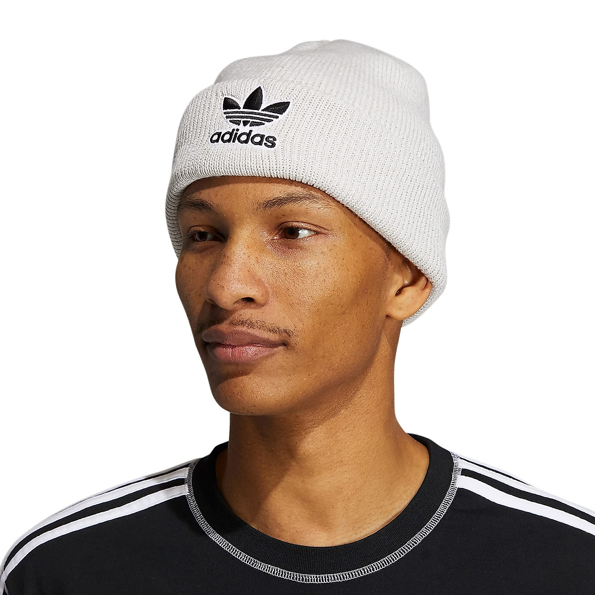 adidas Originals Trefoil Beanie, White-Orbit Grey/Black, One Size