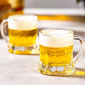 JUXINGDAZYF Mini Beer Mug Shot Glasses, Mini Beer Shot Glasses Set of 24, 2 Oz Mini Beer Mugs with Handles, Mini Glass Mugs for Beer, Whiskey, Tequila, Vodka
