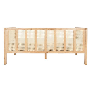 SAFAVIEH Home Collection Dune Coastal Natural Rattan 3-Seater Sofa with White Cushion (Fully Assembled)