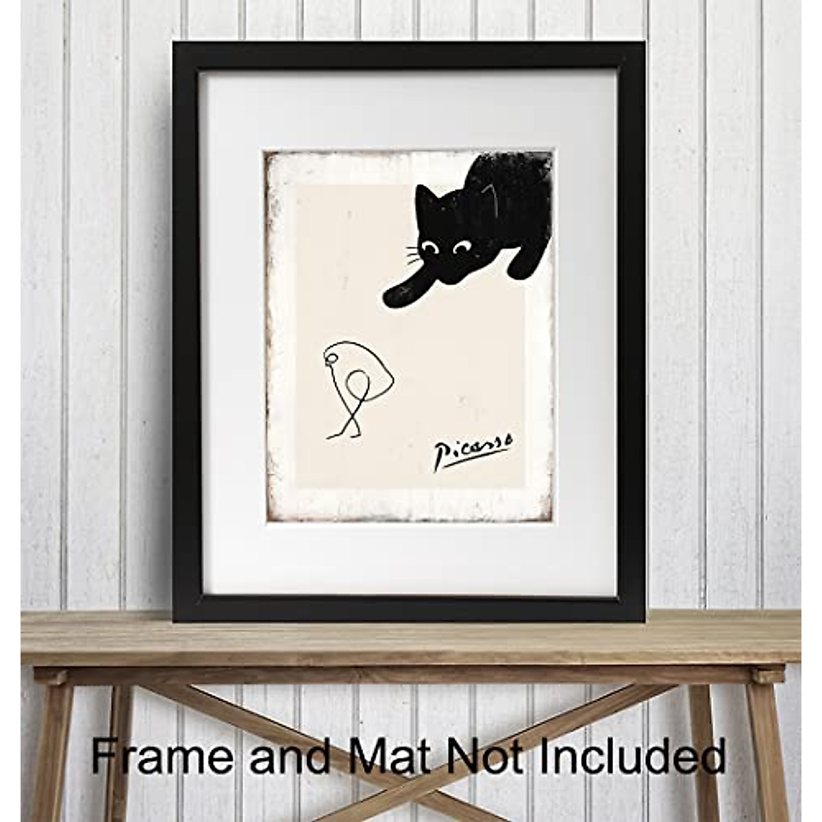 Pablo Picasso Wall Art & Decor - Cat Wall Decor - Cute Cat Lover Gifts for Women - Abstract art Minimalist Mid-century modern Line art - Gallery Wall Art - Rustic Black cat Home Decor - Picasso Poster