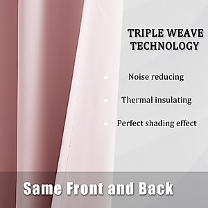 DUALIFE Baby Pink Curtains Blackout 63 Inch Length - Rose Blush Curtains for Nursery Thermal Insulated Room Darkening Curtain Panel Pair with Grommet Top 42 x 63 Inches Long, 2 Panels