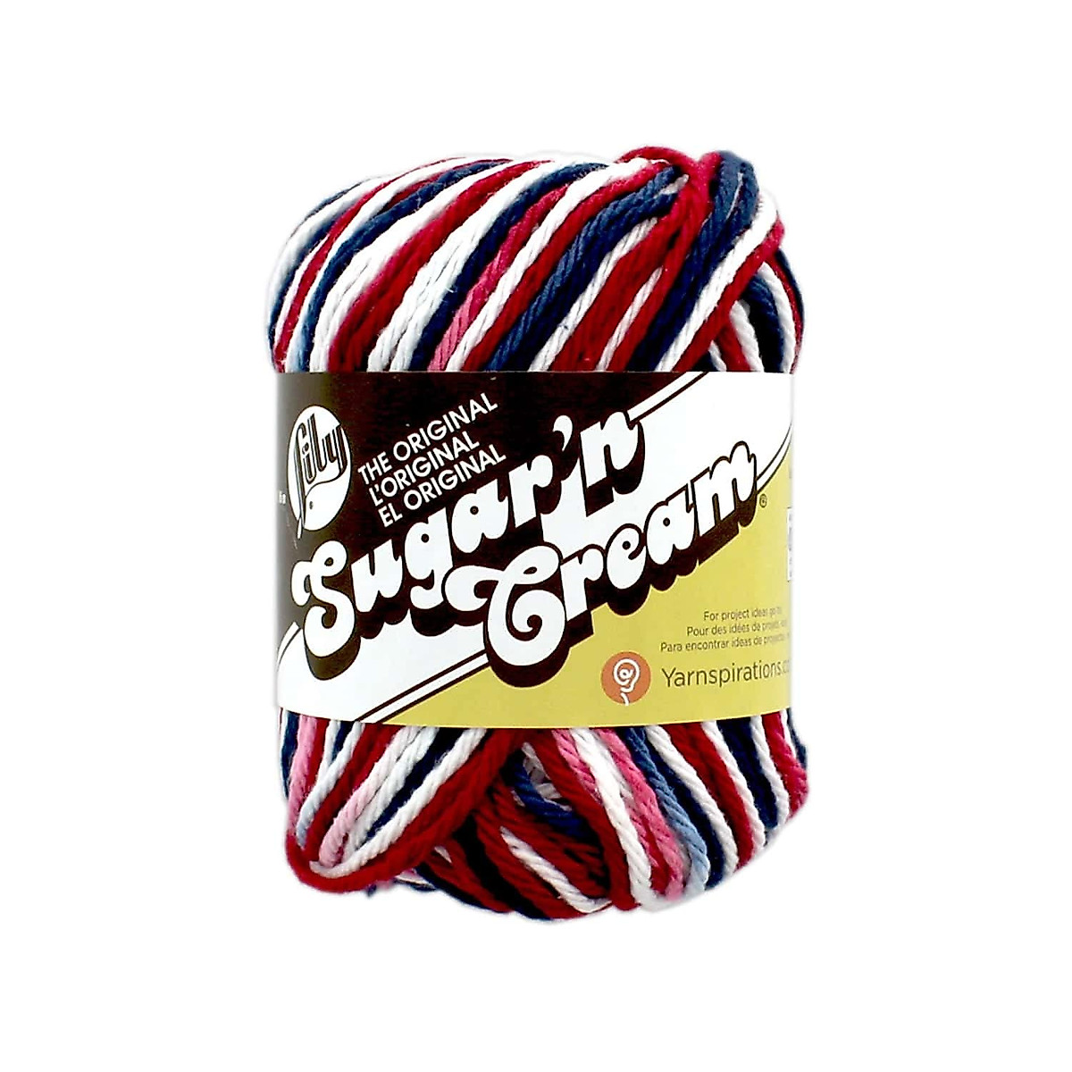 Sugar'N Cream Yarn - Ombres-Red, White & Blue
