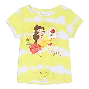 Disney Beauty and The Beast Belle Girls Short Sleeve T-Shirt for Toddler and Big Kids Yellow