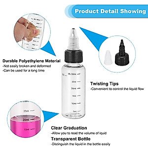 PATIKIL 1oz(30ml) Plastic Dispensing Bottle, 15Pcs Squeeze Graduated Empty Bottles with Black Twist Cap for Liquids, Inks, Oils, Sauces, Arts and Crafts, Transparent