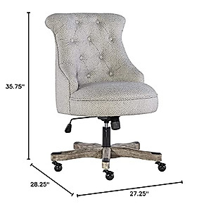 Linon Talia Office Chair, Gray 28.25D x 27.25W x 35.75H Inch