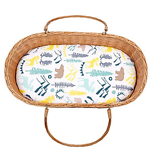 Stretch Bassinet Sheets for Baby Set of 2 - Ultra Soft, Breathable, 100% Organic Cotton, Fitted Bassinet Sheet for Bassinet Pad/Mattress, Unisex Boys Girls (NY05)