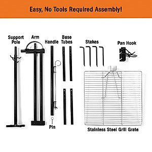 Authentik BuzzyGrill Camping Grill Features Stainless Steel Grate and Includes Cast Iron Cookware Hook Attachment