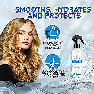 Biotin Heat Protectant Spray for Hair with Moroccan Argan Oil - Leave in Deep Conditioner for Dry Damaged Hair - Thermal Protection Styling and Treatment Products for Women – Salon Grade Products