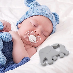 Baby Teething Toys Baby Teethers for Babies 0-6 Months 6-12 Months Infants (Glacier Gray, Elephant)