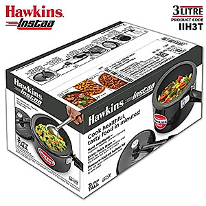 Hawkins 3 Litre Instaa Pressure Cooker, Induction Inner Lid Cooker, Tall Body Hard Anodised Cooker, Best Black Cooker, Black (IIH3T)