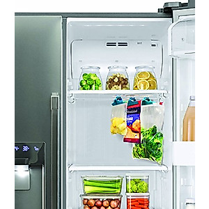 Zip Bag Holder, Best Fridge Storage Hack - Suction Cups Hold Baggies Under Refrigerator Shelves for Easy Removal, Just Slide In or Out of Clip, Holds Up to One Gallon Zip or Freezer Baggy (2 pack)