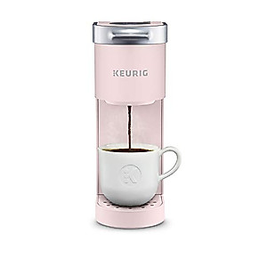 Frigidaire EFR376-CORAL Retro Bar Fridge Refrigerator with Side Bottle Opener, 3.2 cu. Ft, Coral & Keurig K-Mini Coffee Maker, Single Serve K-Cup Pod Coffee Brewer, 6 to 12 oz. Brew Sizes, Dusty Rose