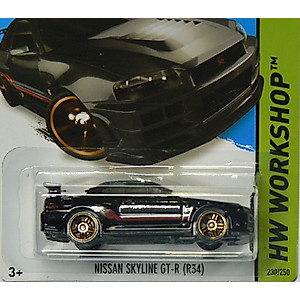 Hot Wheels Then and Now 2014 Hw Workshop Black Nissan Skyline Gt-R (R34) 230/250