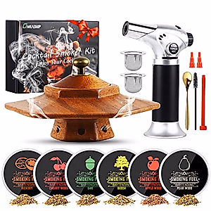 Cocktail Smoker Kit with Torch, ONUEMP Old Fashioned Kit with 6 Flavor Wood Chips for Whiskey and Bourbon, Aged Drink Smoker Infuser Kit, Smoke Top Bar Gifts for Whiskey Lovers Men Father (No Butane) …