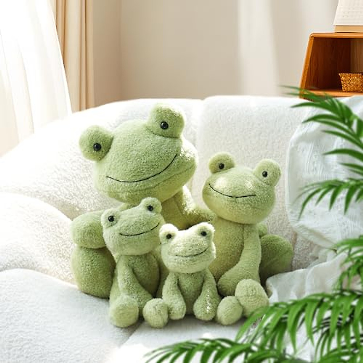 Apricot Lamb Toys Plush Velvet Frog Stuffed Animal Soft Cuddly Perfect for Child (Green Frog,8.5 Inches)