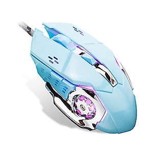 Basaltech Wired Computer Gaming Mice, 6 Buttons for Desktop Laptop Mac PC Gaming Mouse, 4 Levels DPI 800-1600-2400-3200 with 4 Colors RGB Backlit, Ergonomic Design for Professional Gamers Use