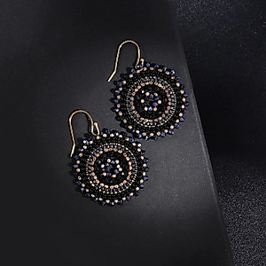 Black Earrings For Women Summer Beaded Crystals Glass Bead Dangle Drop Bohemia Beach Statement Earrings
