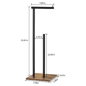 Toilet Paper Holder Stand with Shelf Wood Freestanding Tissue Paper Roll Holder Farmhouse Toilet Paper Standing for Bathroom, Rustic Brown