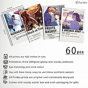 Anime Room Decor Aesthetic Anime Posters, Anime Stuff for Bedroom, 60pcs Anime Prints for Anime Wall Decor, Cute Manga and Anime Wall Collage, Aesthetic Kawaii Decor, Anime Gifts for Men, Women, Teens