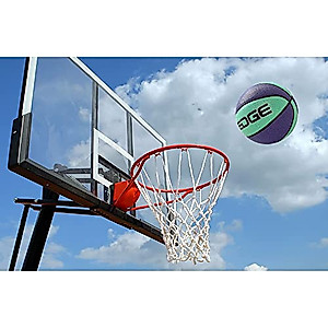 XEDGE Basketball Size 5/6/7 Composite Leather Street Basketball Indoor Outdoor Game Ball with Needle,Pump and Carry Bag (Green & Purple, Size 6)