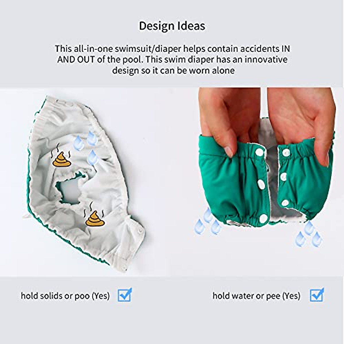 Ijnuhb Washable Baby Swim Diaper Reusable Swimming Diapers for Toddler Swimwear Pants 0-3 Years Boys Shower Gifts (Green,3 Months)