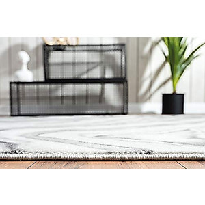 Abani Abstract Grayscale Agate Area Rug Rugs - 6' x 9' Contemporary Non-Shed Modern Grey Bedroom Rug