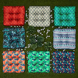 Duck Covers Water-Resistant Indoor/Outdoor Seat Cushions, 19 x 19 x 5 Inch, 2 Pack, Moonstone Mosaic, Outdoor Patio Cushions