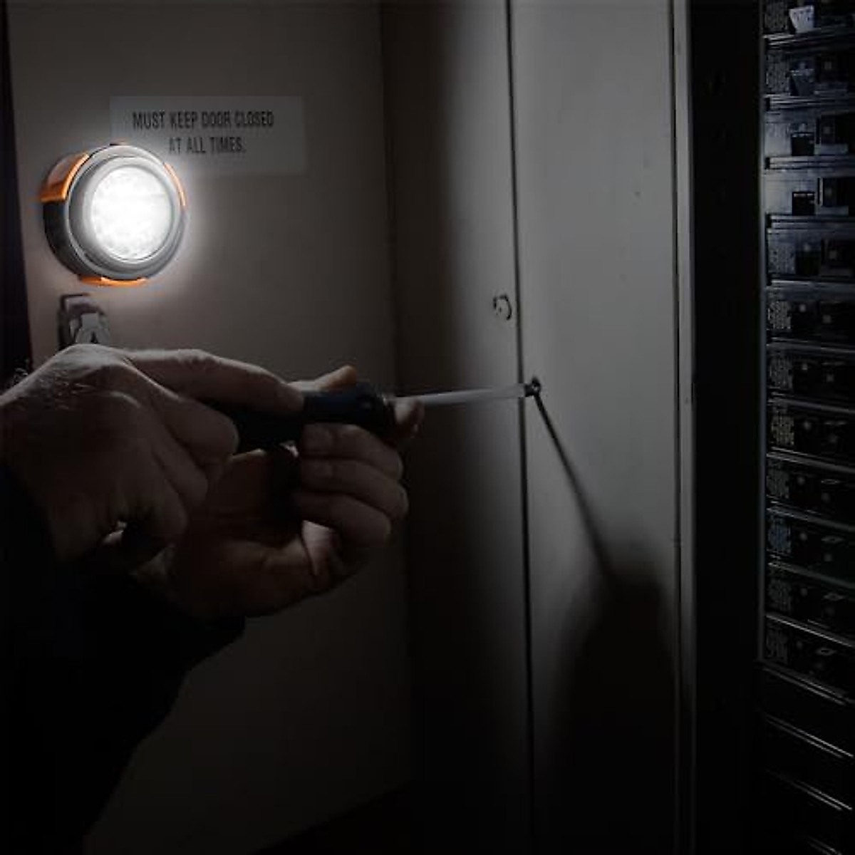 Klein Tools 55431 Tool Bag with Molded Bottom, Padded Shoulder Strap and Lighted Tool Storage with 31 Pockets