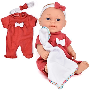 Baby Doll with Clothes & Accessories, Newborn Baby Doll in Carrier Gift Box, Magic Disappearing Milk Bottle with Feeding & Changing Deluxe Travel Set