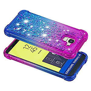 ONV Silicone Case Compatible with Samsung Galaxy S9 Plus - Shinny Color Phone Case Shock Absorb with Flow Sand Bumper Anti-Drop Soft Ultra Shell for Samsung Galaxy S9 Plus Cover TPU [JB] - P&Blue