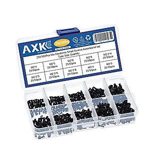 AXK GB819 M2 M2.5 M3 KM Screw Flat Head Phillips Screws Laptop Notebook Screws Set Kit for Computer Small Screw 250Pcs/500Pcs (250)