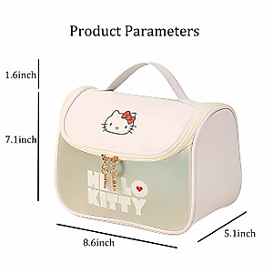 WIEEZN Cute Toiletry Bag for Women Girls, PU Leather Translucent Waterproof Makeup Cosmetic Bag, Travel Makeup Bag Organizer