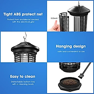 Bug Zapper Outdoor, FUZYKON Electric Mosquito Zapper, 4000V High Power Fly Zapper Indoor, Mosquito Trap with 3.4FT Cable,Waterproof Mosquito Killer for Home Camping