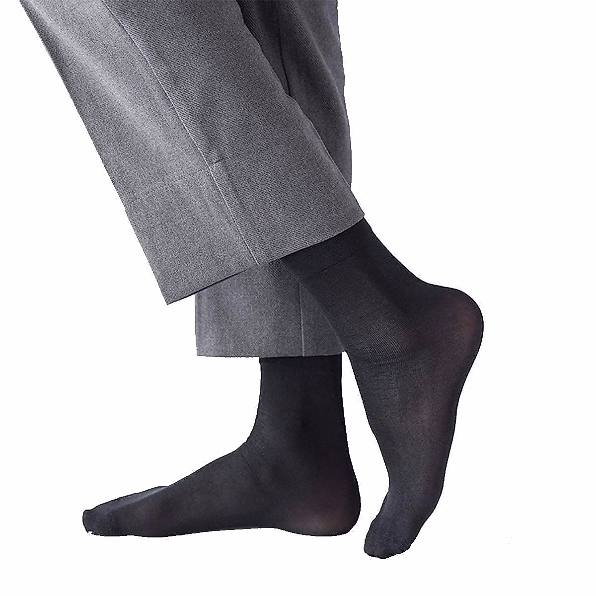 Cityelf 5 or 10 Pack Men Silk Socks Sheer Men Dress Socks Ultra Thin Nylon Sox Summer Cool Crew Socks