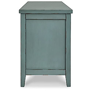 Signature Design by Ashley Mirimyn Casual TV Stand for TVs up to 54" with 4 Baskets and 3 Adjustable Shelves, Green & Light Brown