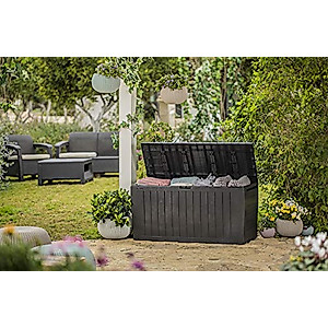 Keter Marvel Plus 71 Gallon Resin Outdoor Box for Patio Furniture Cushion Storage, Brown