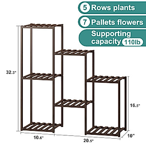 Bamboo Plant Stand Indoor Plants Multiple Plant Stands Wood Outdoor Tiered Plant Shelf for Multiple Plants, 7 Potted Ladder Plant Holder Table Plant Pot Stand for Window Garden Balcony Living Room