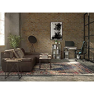 Furinno Abbott Computer Desk with Bookshelf, French Oak Grey/Black