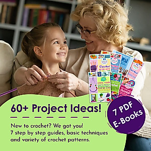 Crochet kit for Beginners| 40 Mini Skeins of Colorful Acrylic Yarn for Crocheting & Knitting (875 Yards), Storage Bag, 2 Crochet Hooks, 4 Crochet Stitch Markers, 2 Needles & 7 PDF Ebooks